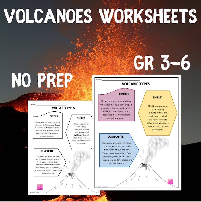 Volcanoes NO PREP Science Worksheets - Etsy