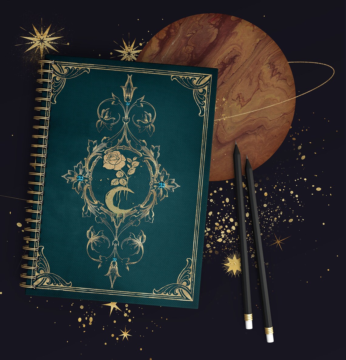 Magic Flower Moon Spiral Notebook Ruled Line - Etsy