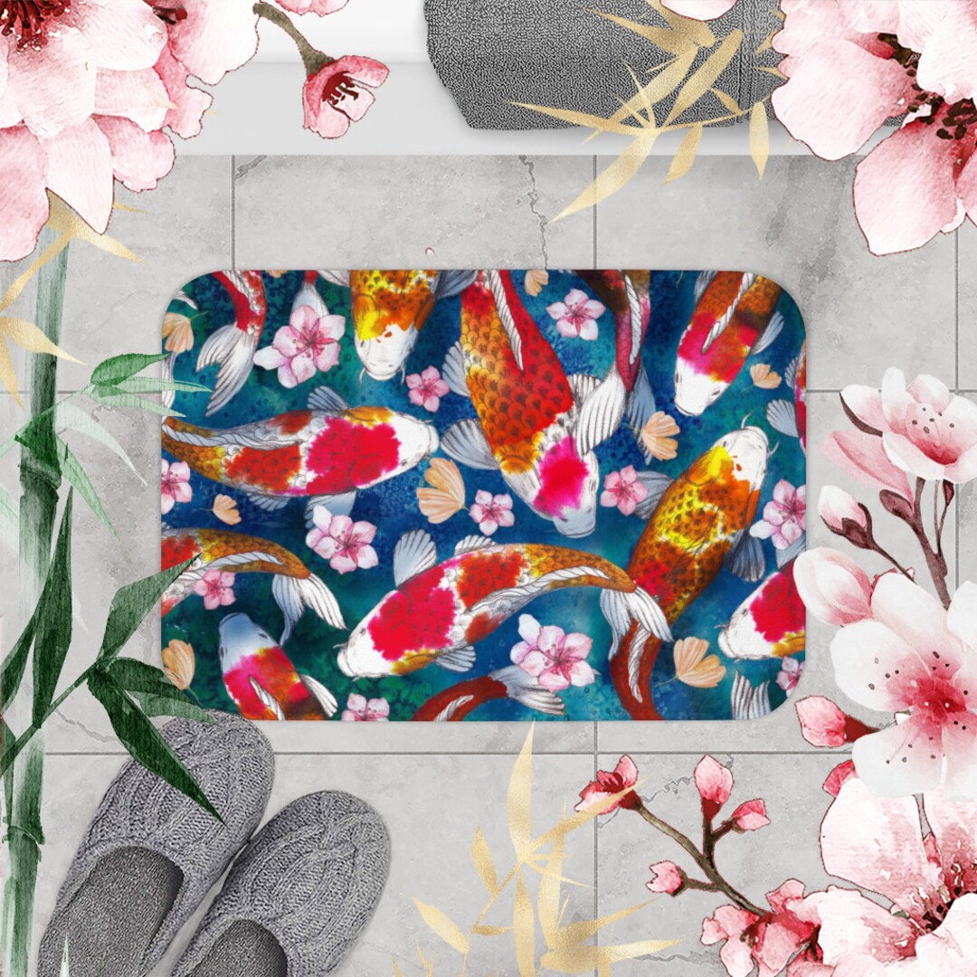 Japanese Koi Fish Bath Mat - Etsy