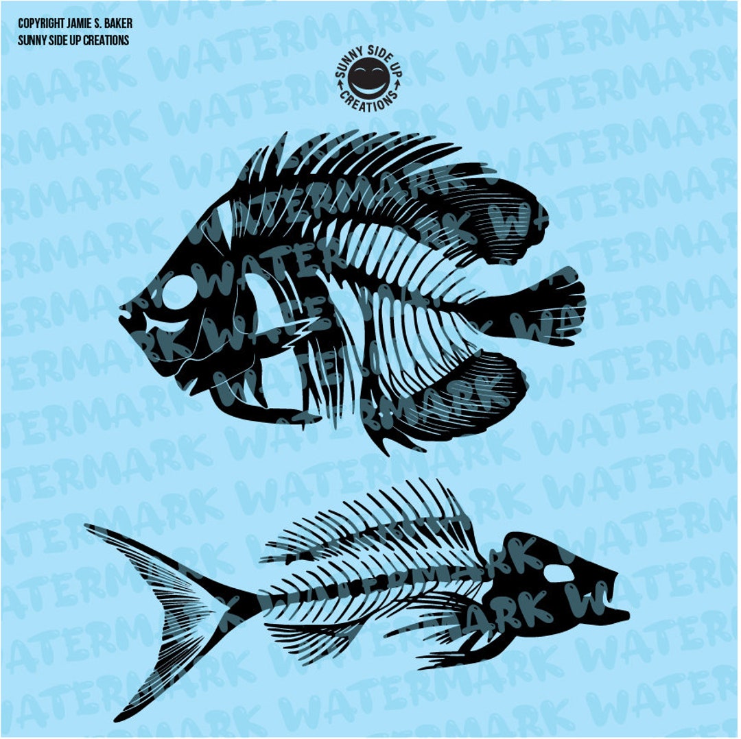 Skeleton Fish Designs for Shirts, Decal, Mug, Hat - Digital Vector ...