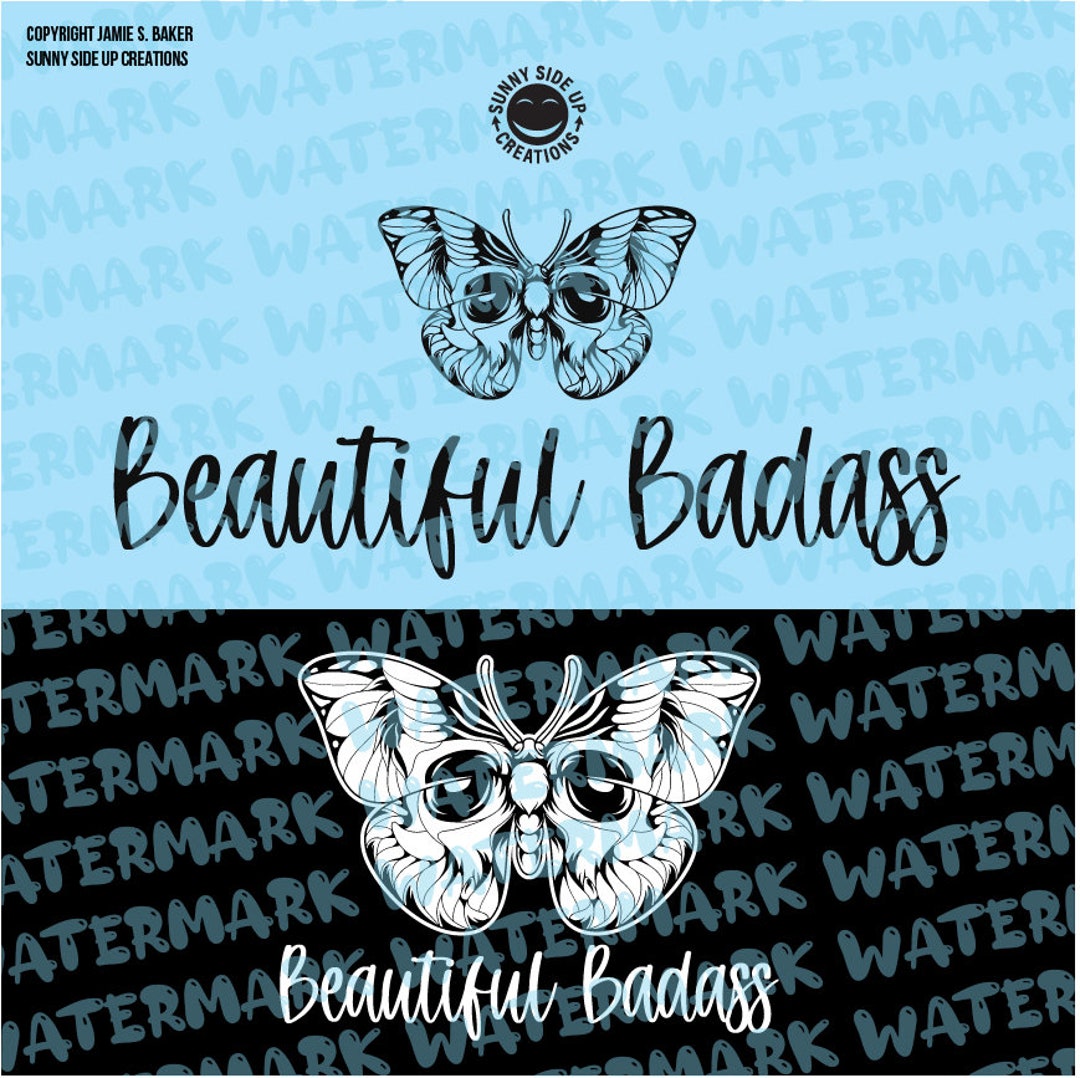 Beautiful Badass With Butterfly Skull Designs for Shirts, Decal, Mug ...