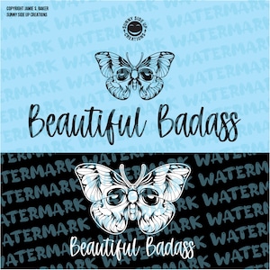 Beautiful Badass With Butterfly Skull Designs for Shirts, Decal, Mug ...