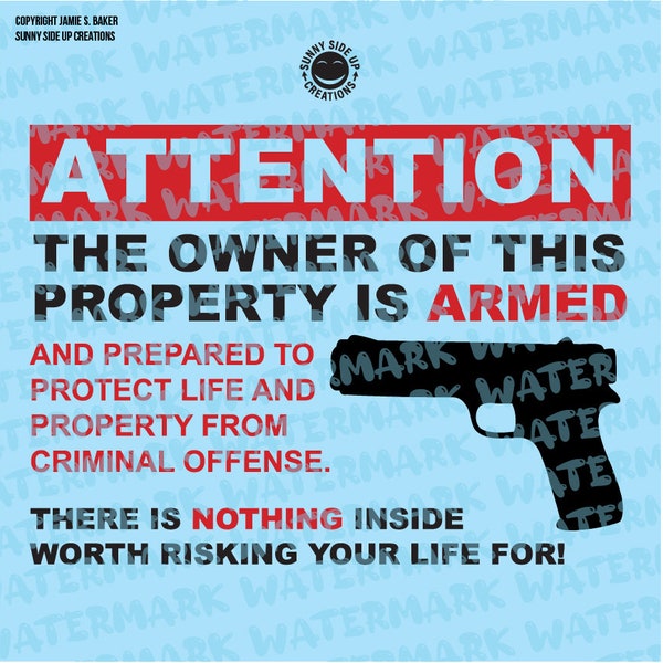 Owner is Armed Sign - Etsy