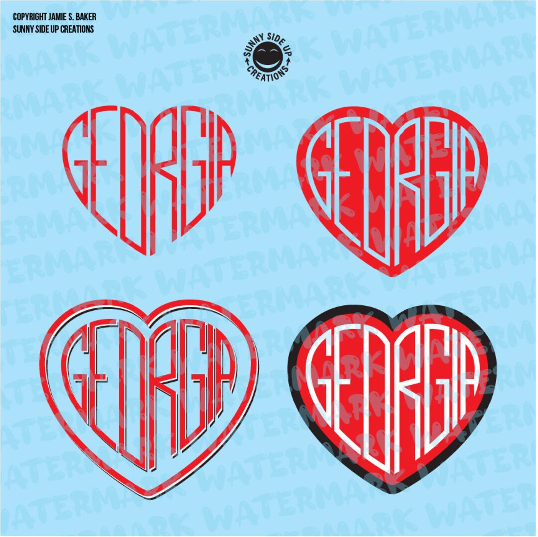 Georgia Love - Heart Vector Digital Ai, Svg, Png, Jpeg, Dfx, Pdf, Eps ...