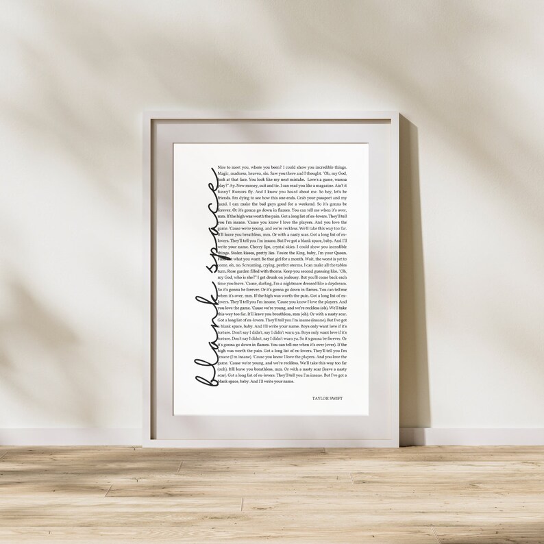 Póster de Taylor Swift letras de Blank Space póster del - Etsy México