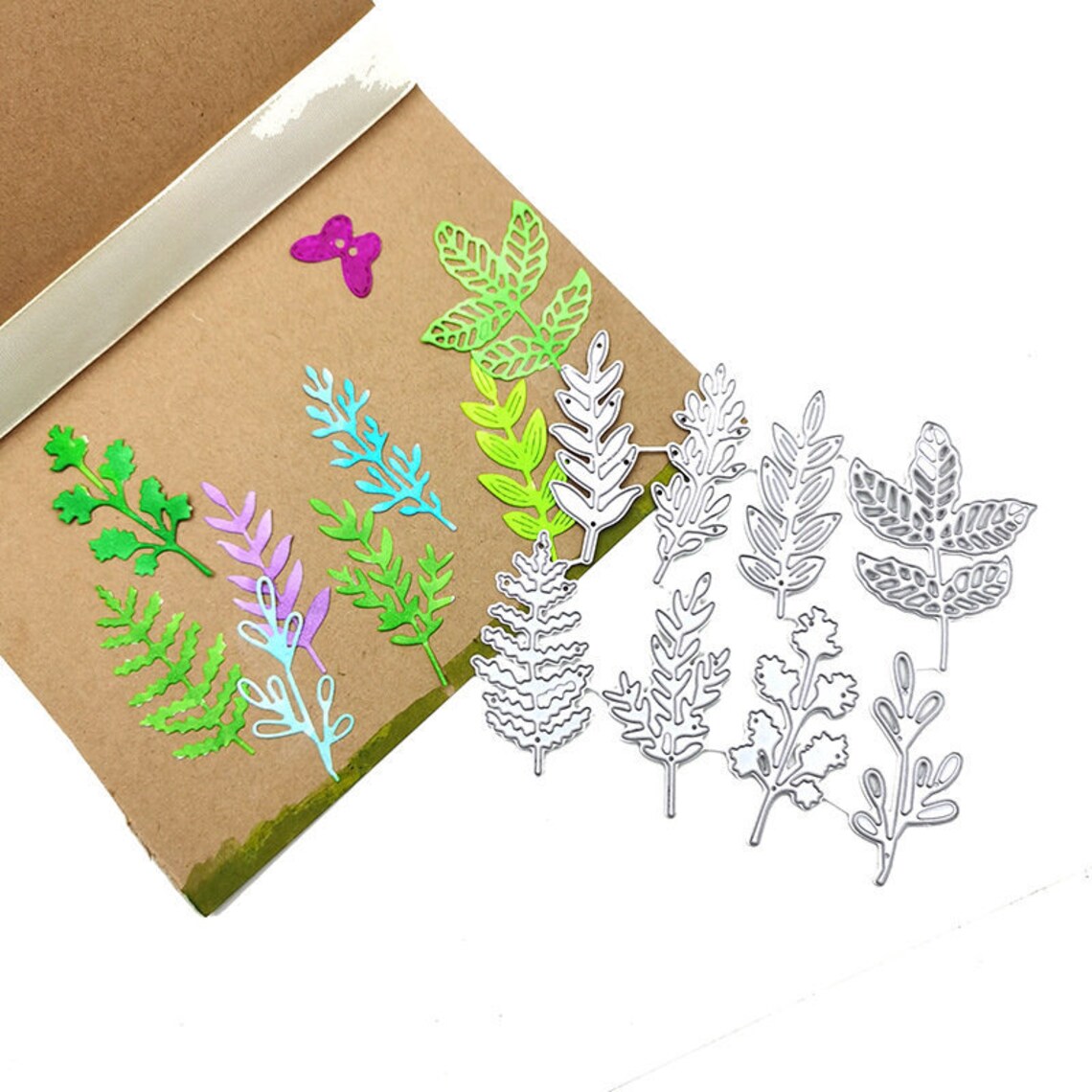 8 Pieces Leaves Metal Cutting Dies, Crafting Dies, Die Cuts for Card ...