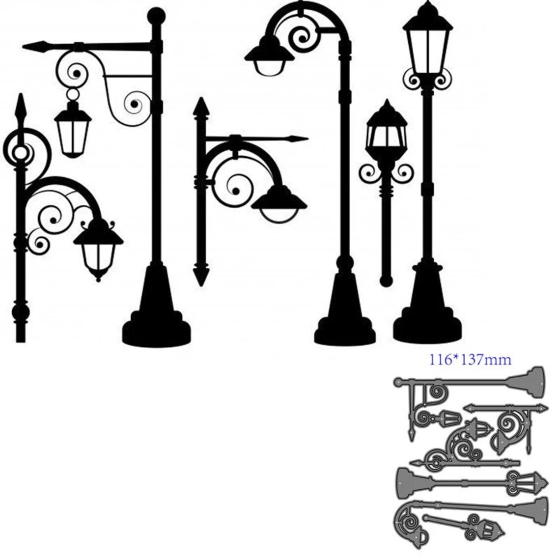 Craft Metal Cutting Dies Cut Die Mold Street Lamp Set Decoration ...