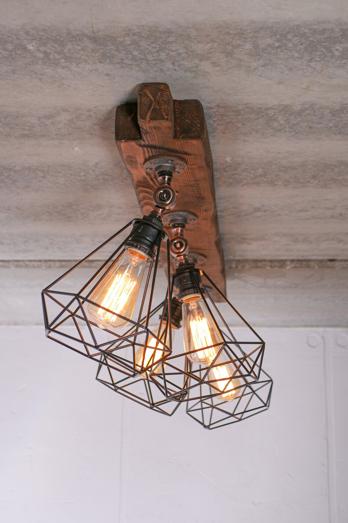 Rustic Ceiling Light Farmhouse Light Fixture Beam Light Wood Cages ...