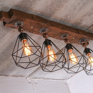 Rustic Ceiling Light Farmhouse Light Fixture Beam Light Wood Cages ...
