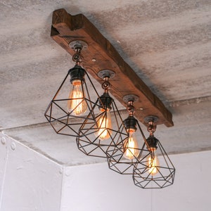 Rustic Ceiling Light Farmhouse Light Fixture Beam Light Wood Cages ...