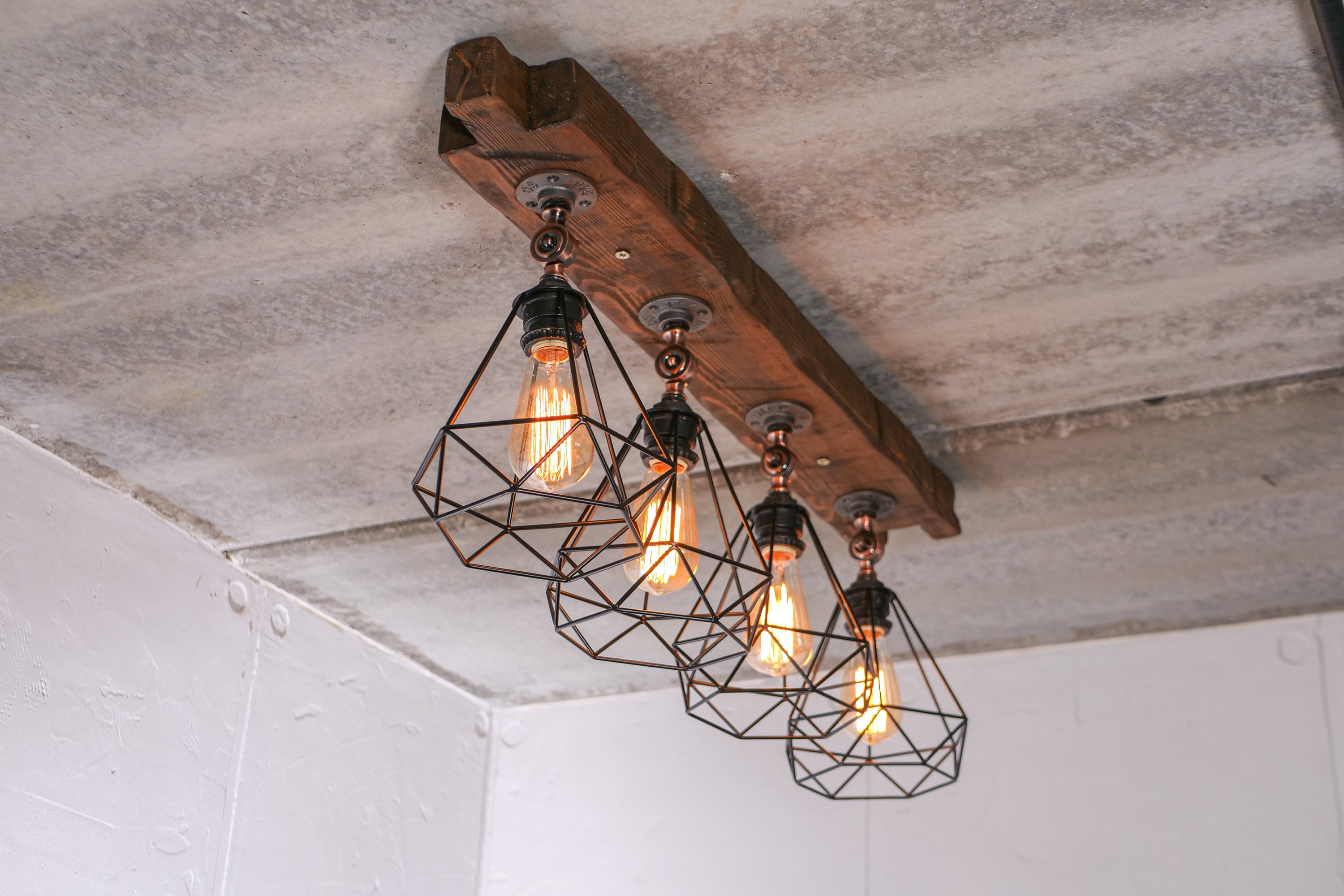 Rustic Ceiling Light Farmhouse Light Fixture Beam Light Wood Cages ...