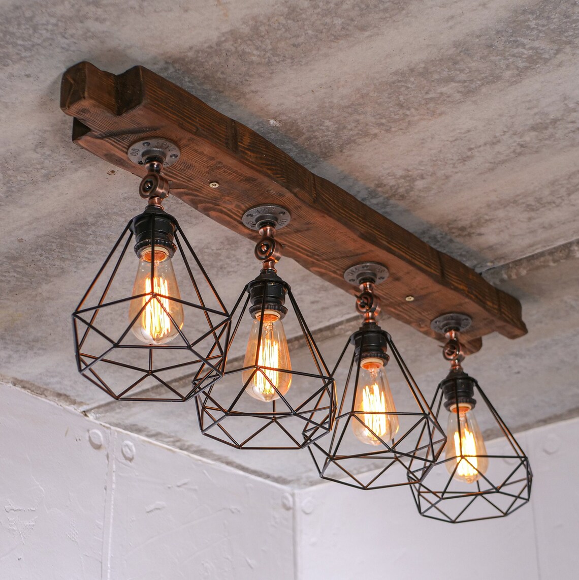 Rustic Ceiling Light Farmhouse Light Fixture Beam Light Wood Cages ...