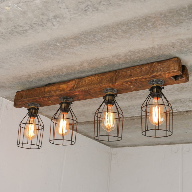 Farmhouse Ceiling Light Wood Kitchen Island Light Fixture Beam Light ...