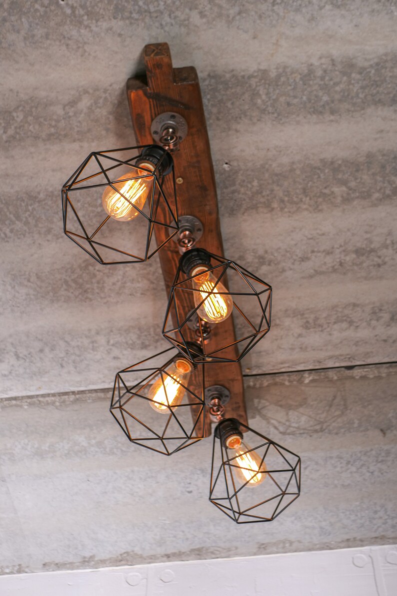 Rustic Ceiling Light Farmhouse Light Fixture Beam Light Wood Cages ...