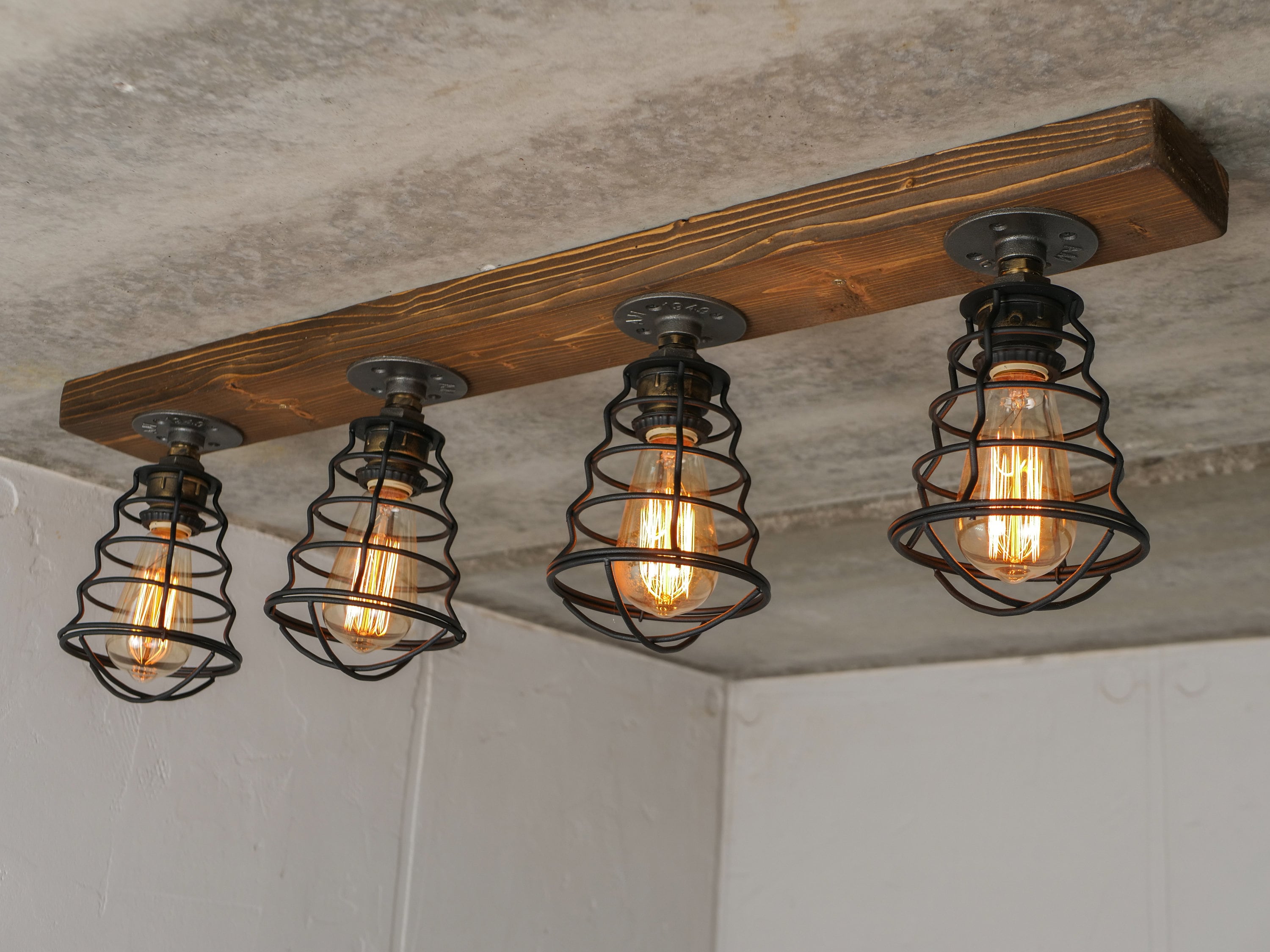 Farmhouse Ceiling Light Wood Cage Light Rustic Chandelier Barn Light - Etsy