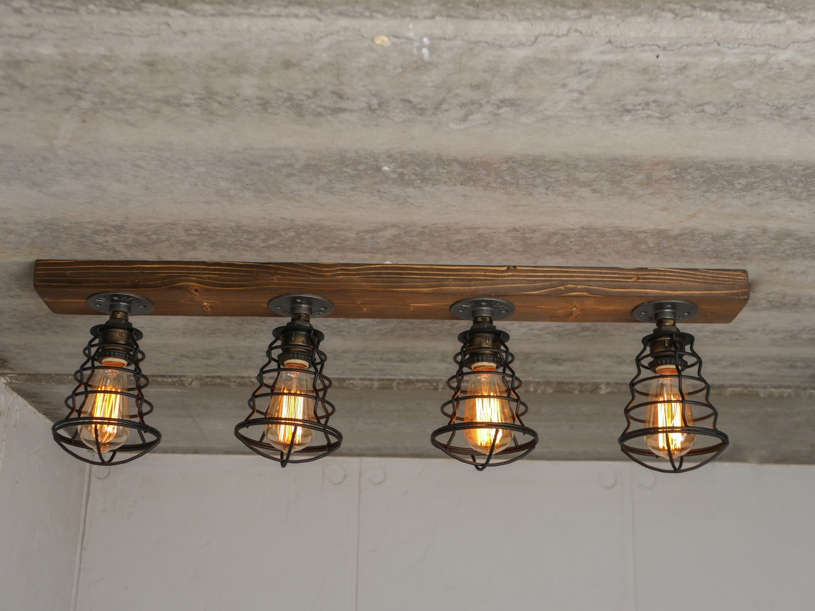 Farmhouse Ceiling Light Wood Cage Light Rustic Chandelier Barn Light - Etsy