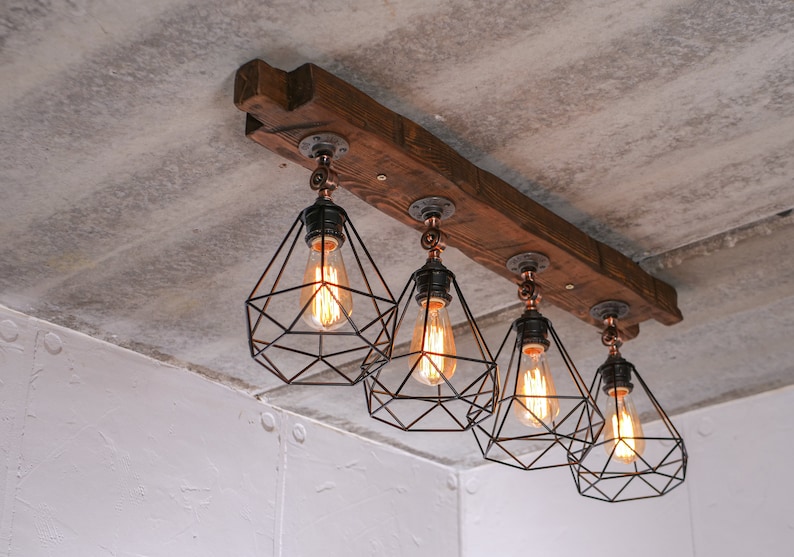 Rustic Ceiling Light Farmhouse Light Fixture Beam Light Wood - Etsy