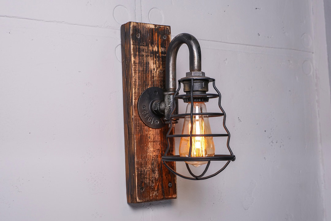 Rustic Wall Lamp Wood Wall Sconce Industrial Hanging Lamp Farmhouse - Etsy