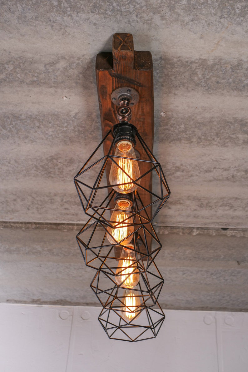 Rustic Ceiling Light Farmhouse Light Fixture Beam Light Wood Cages ...