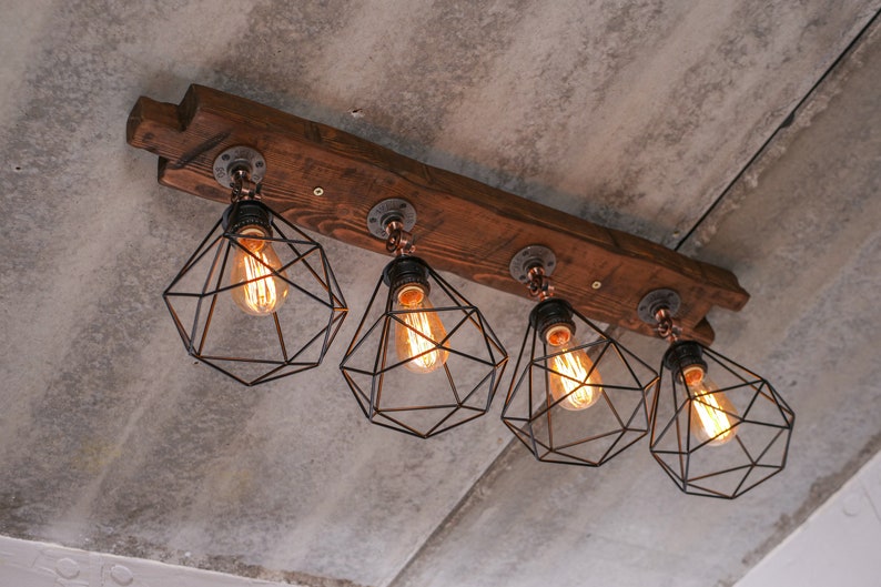 Rustic Ceiling Light Farmhouse Light Fixture Beam Light Wood Cages ...