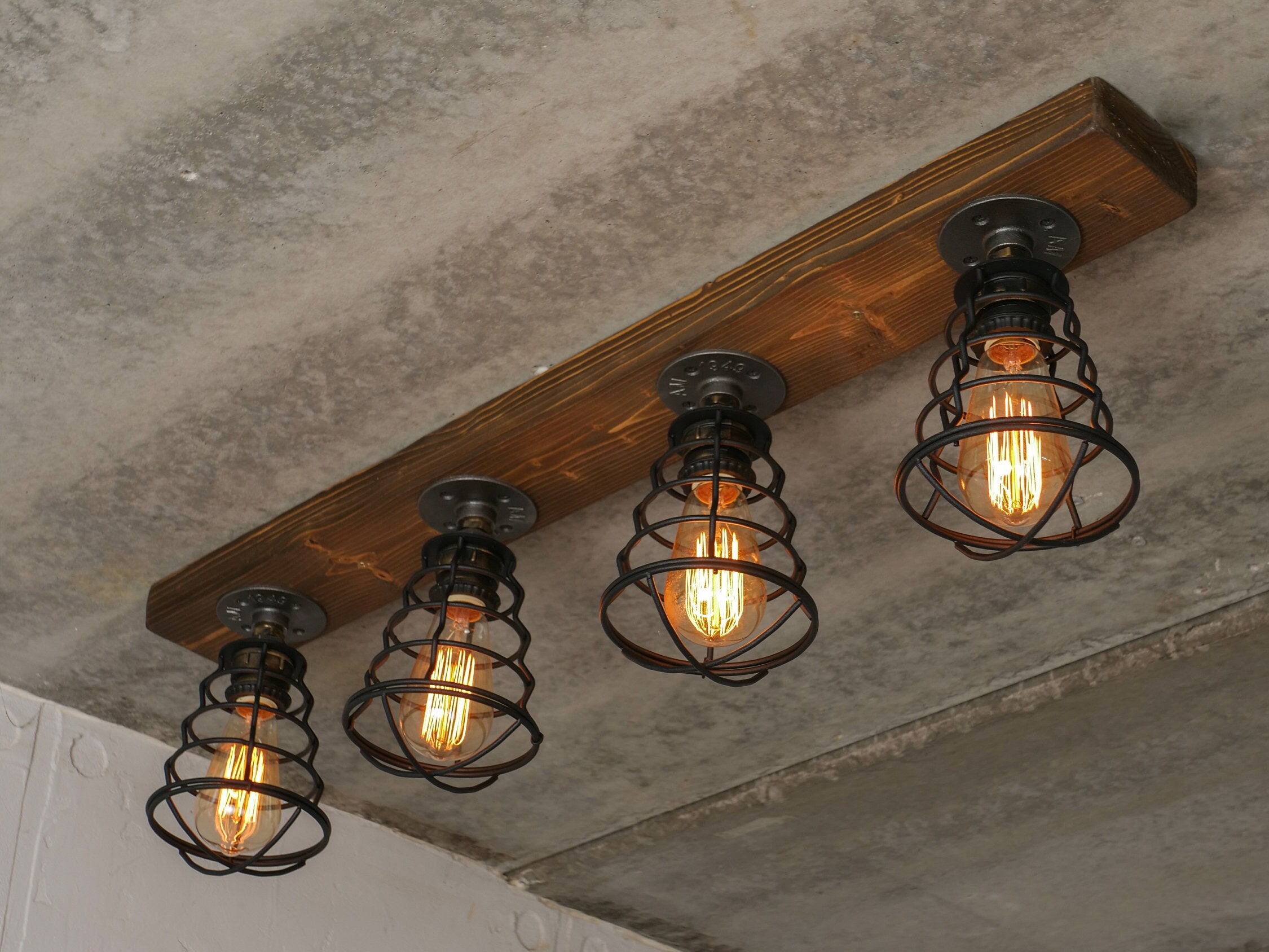 Farmhouse Ceiling Light Wood Cage Light Rustic Chandelier Barn Light - Etsy