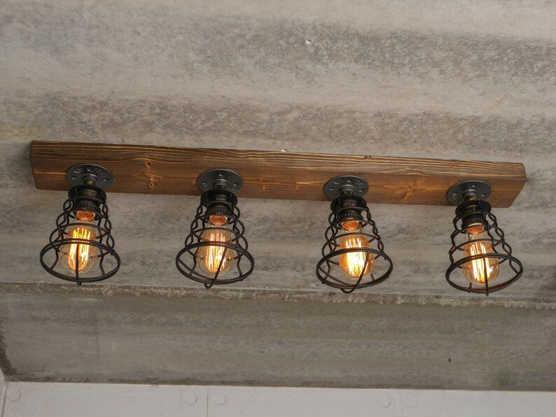 Farmhouse Ceiling Light Wood Cage Light Rustic Chandelier Barn Light - Etsy