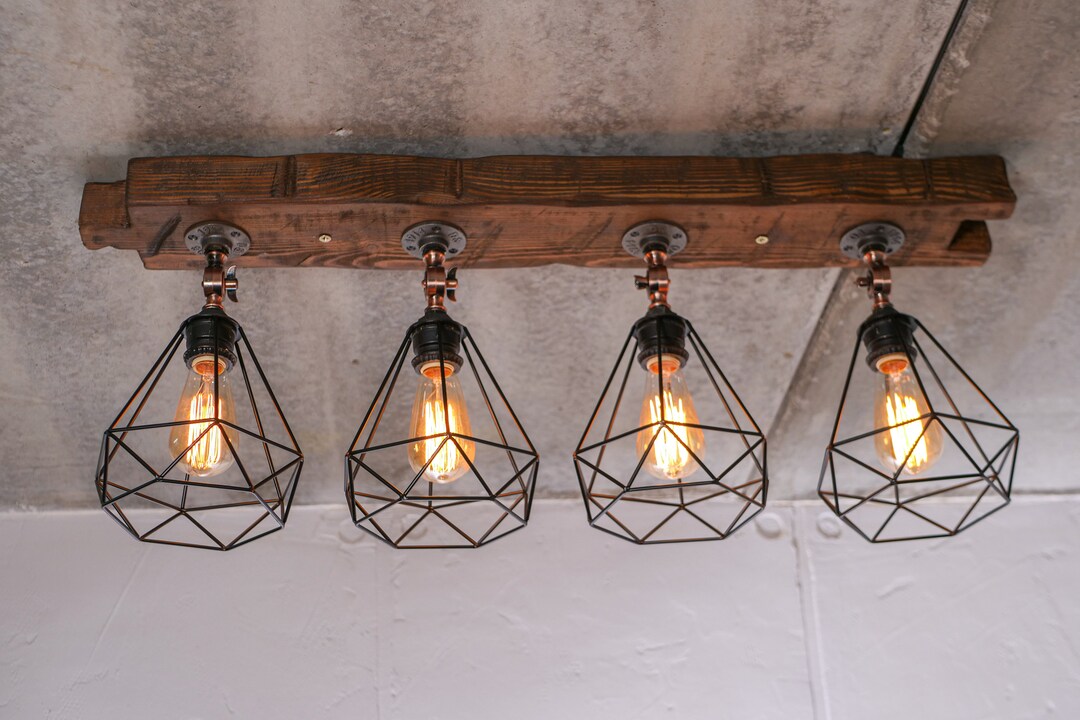 Rustic Ceiling Light Farmhouse Light Fixture Beam Light Wood Cages ...