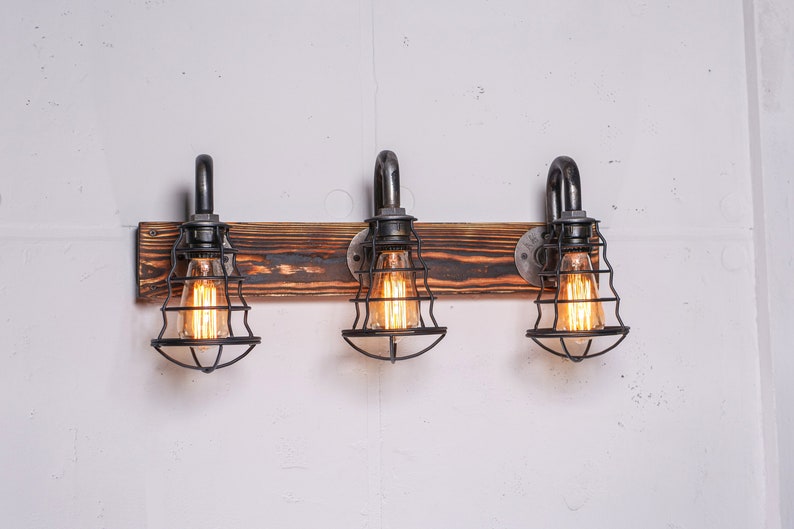 Rustic Vanity Light Fixture 3 Lights Cages Bathroom Wall Light - Etsy