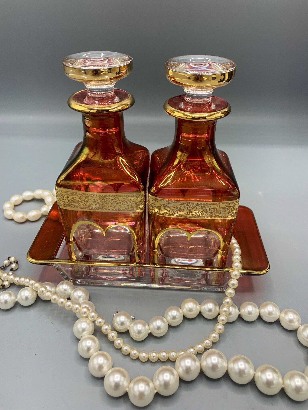 Da Vinci French Victorian Cranberry Red Crystal Perfume Bottle, 24 ...