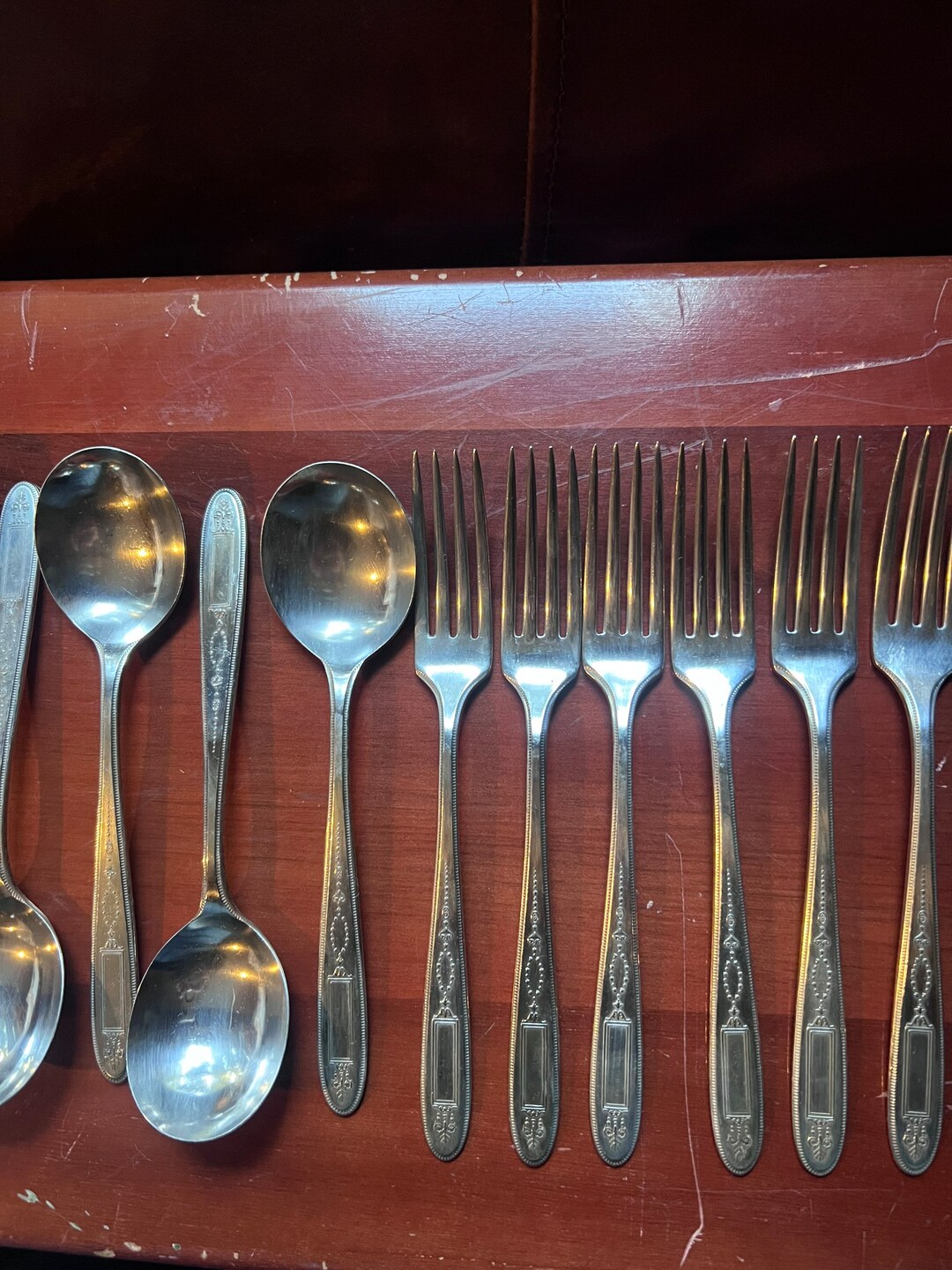 12 Pc Vintage Grosvenor Oneida Community Silver Plate Forks and Spoons ...