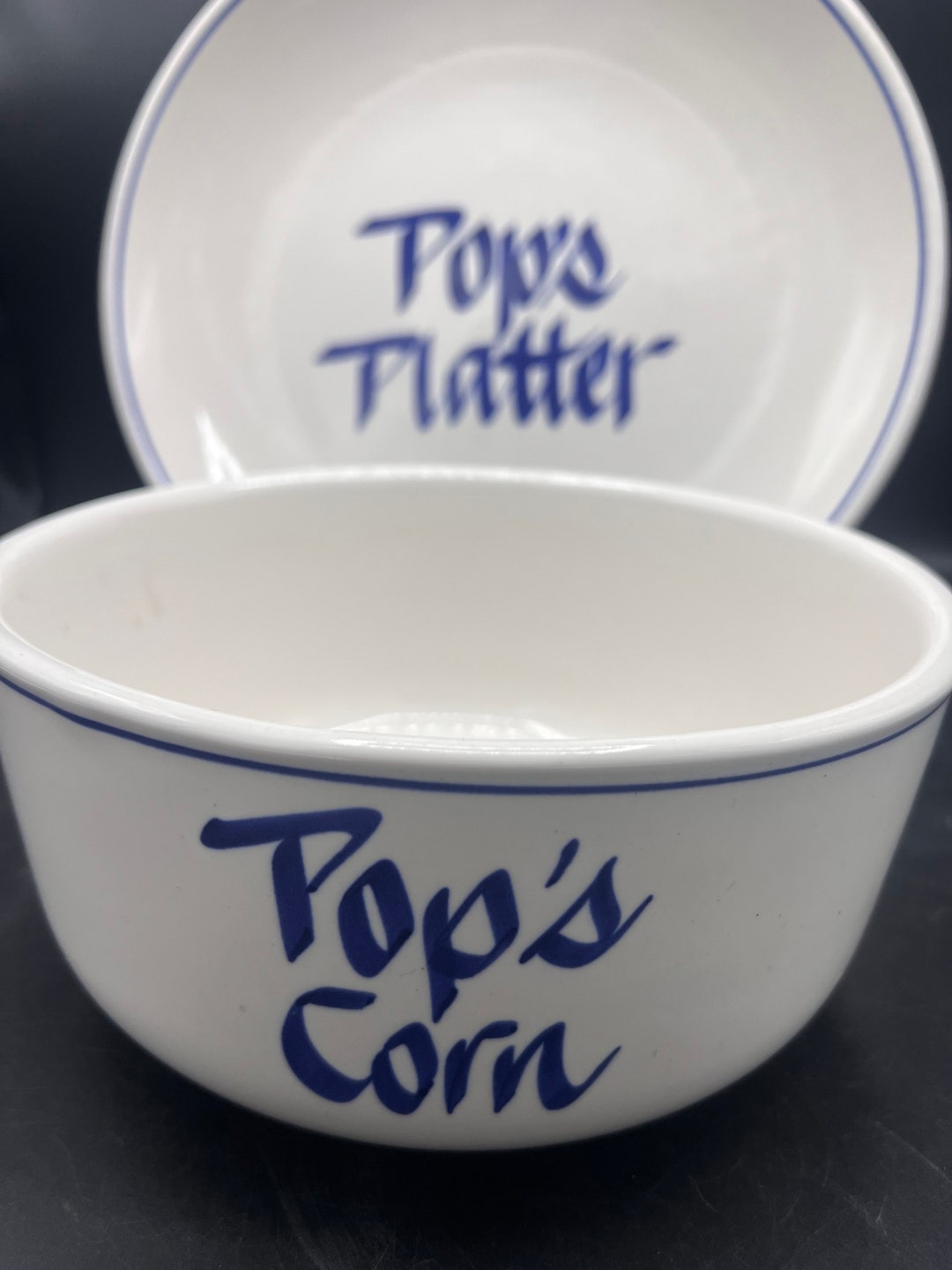Clay Design Popcorn” Pottery Bowl and Platter / Ceramic Popcorn Set ...