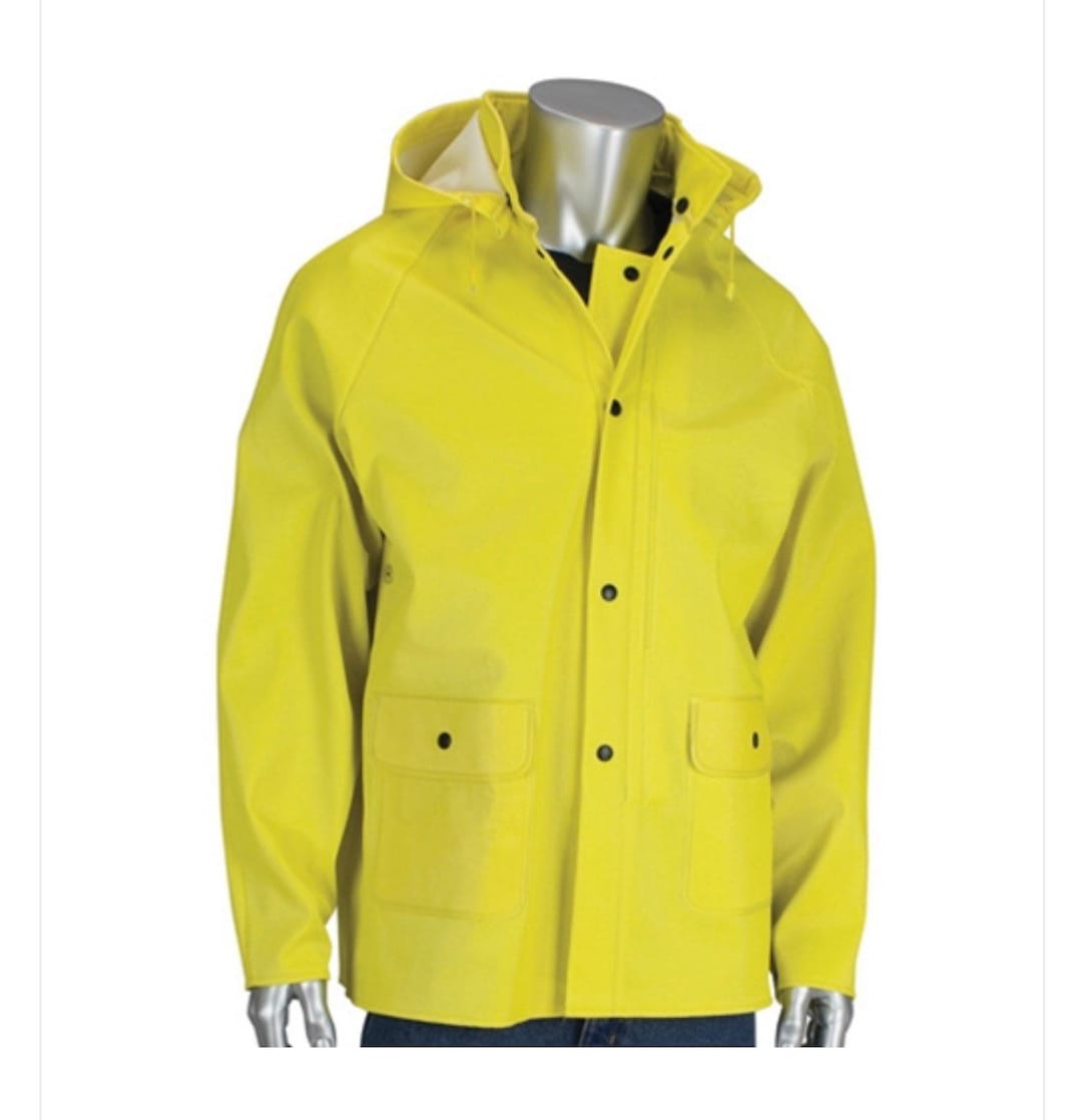 Falcon Industrial Thick Rubber Rain Jacket With Hood Yellow / Body ...