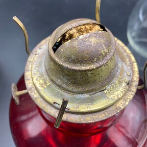 Vintage Eagle Red Glass Kerosene Oil Hurricane 1900s/ Red Oil Lamp ...