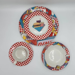 Very Rare Red and White Checkers China Century Stoneware Happy Day New ...