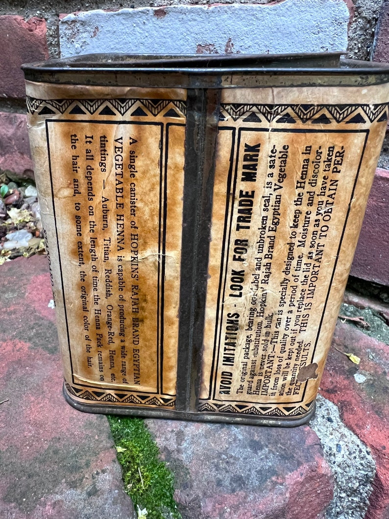 Scarce Vintage Early 1920’s Tin ORIGINAL Hopkins Egyptian Henna Hair ...