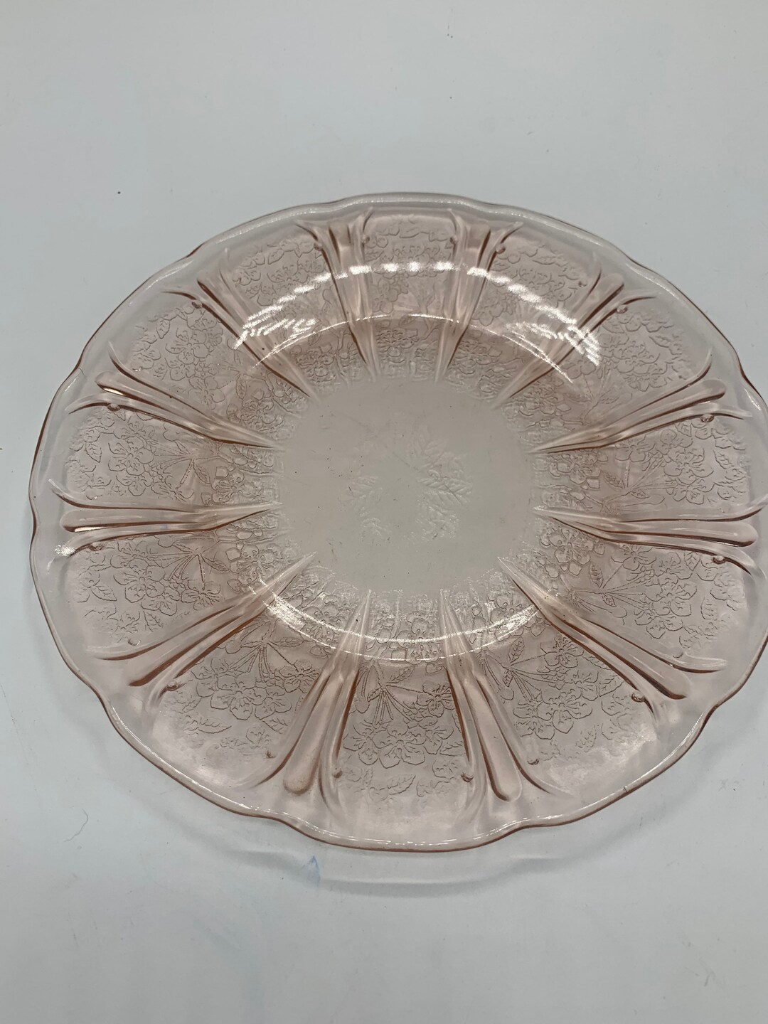 Pink Depression Glass Plate - Etsy