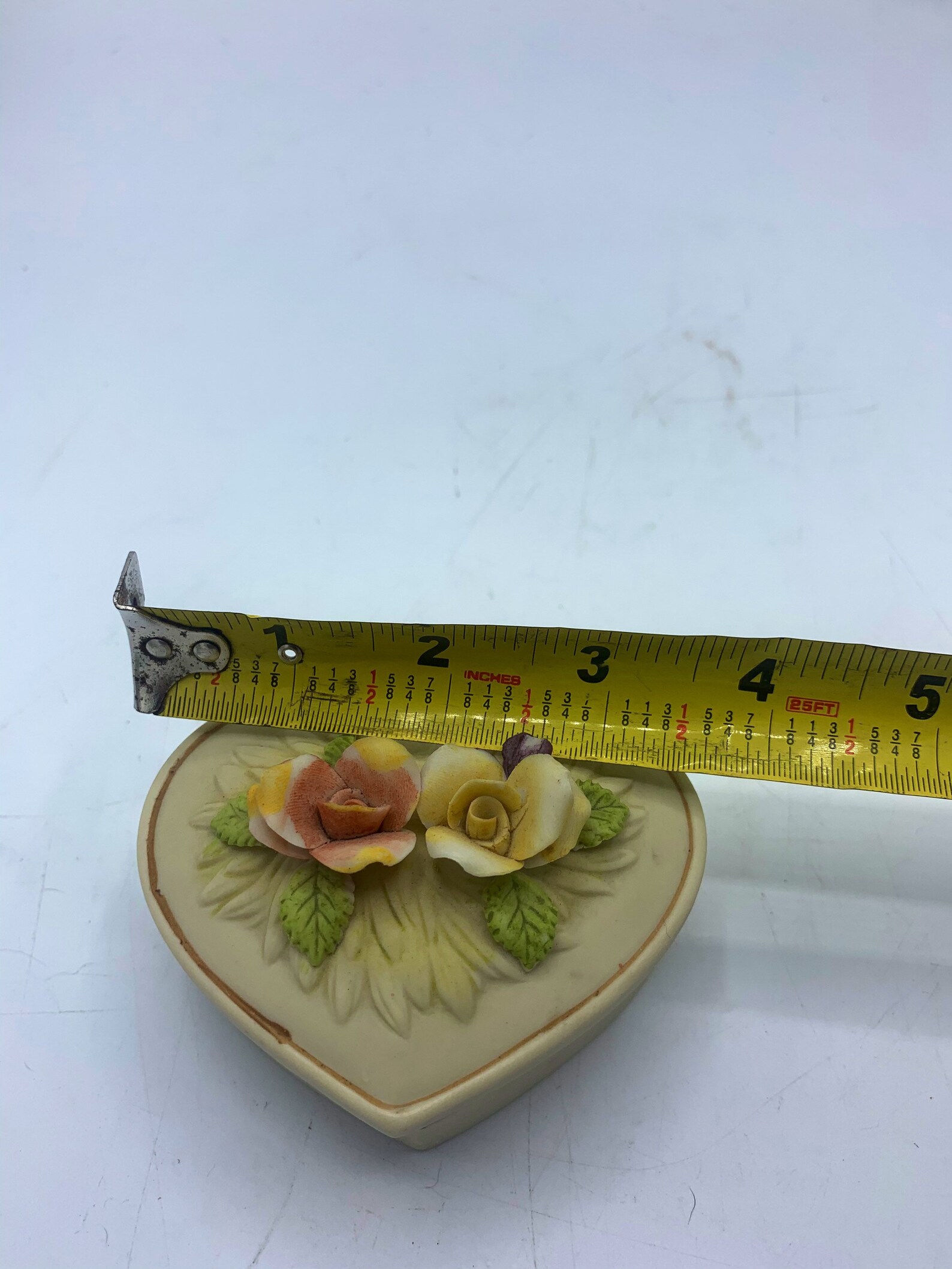 Vintage Capodimonte Hart Trinket Box Porcelain Flower and Matching ...