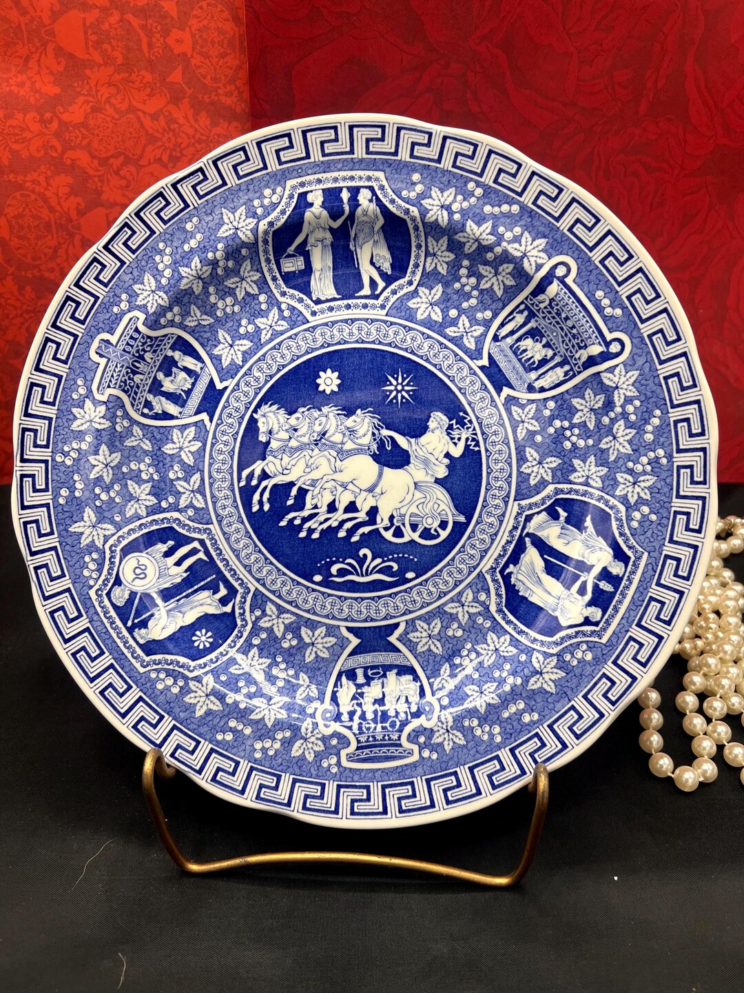 SPODE GREEK Dinner Plate 10.5 Blue Room Traditions ENGLAND, White and ...