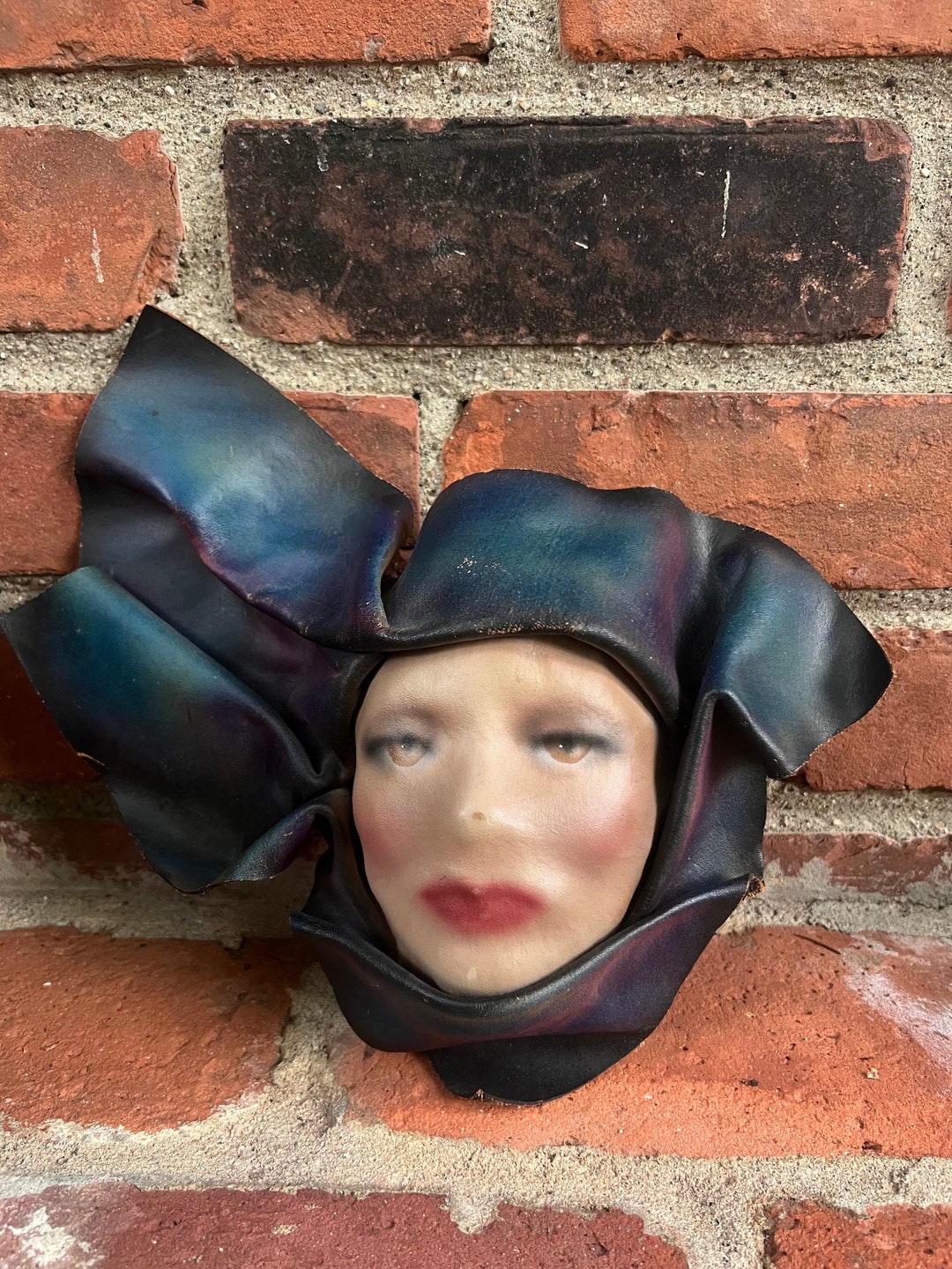 Vintage Woman Leather Art Sculpture Face Mask Wall Decor - Etsy