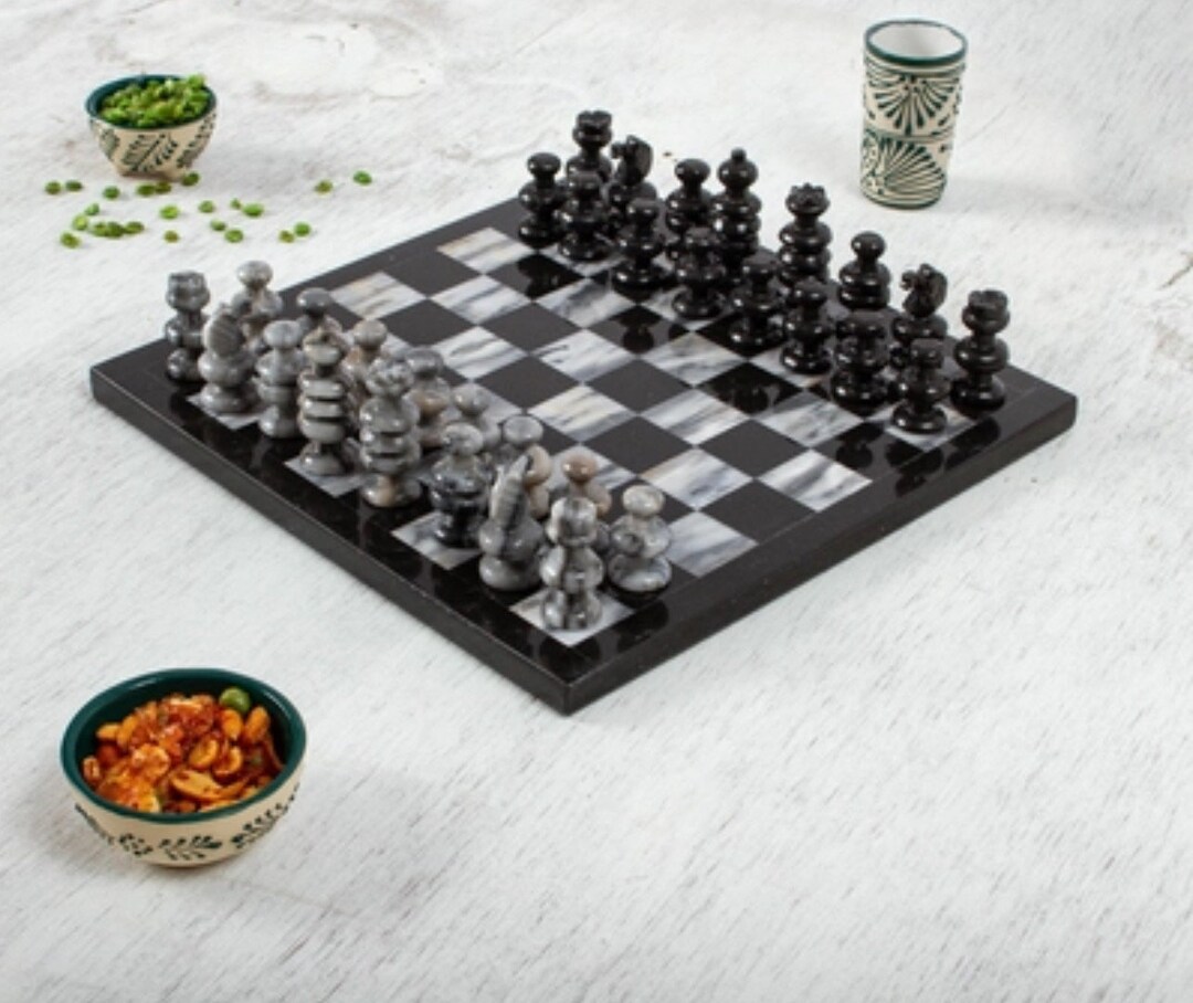 13 Inch Hand Carved Marble/ Granite Chess Set Mexico, "sophisticate" - Etsy