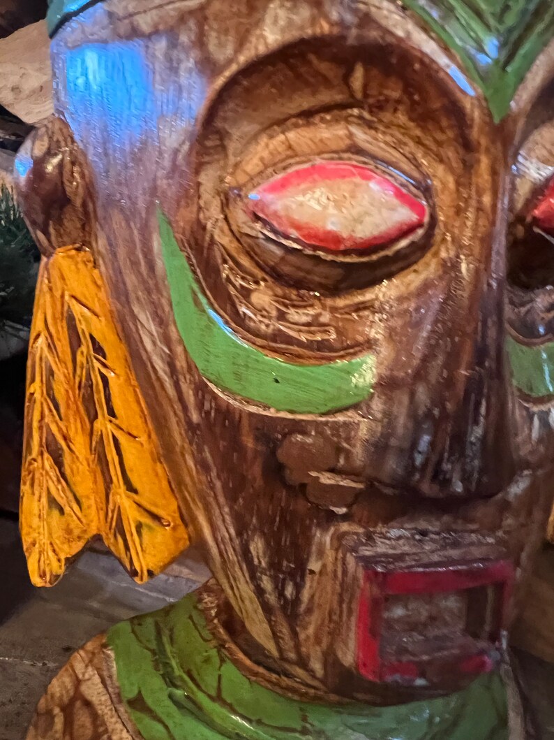 Hand Crafted Polynesian Hawaiian Style Painted Tiki Masks Wall Décor ...