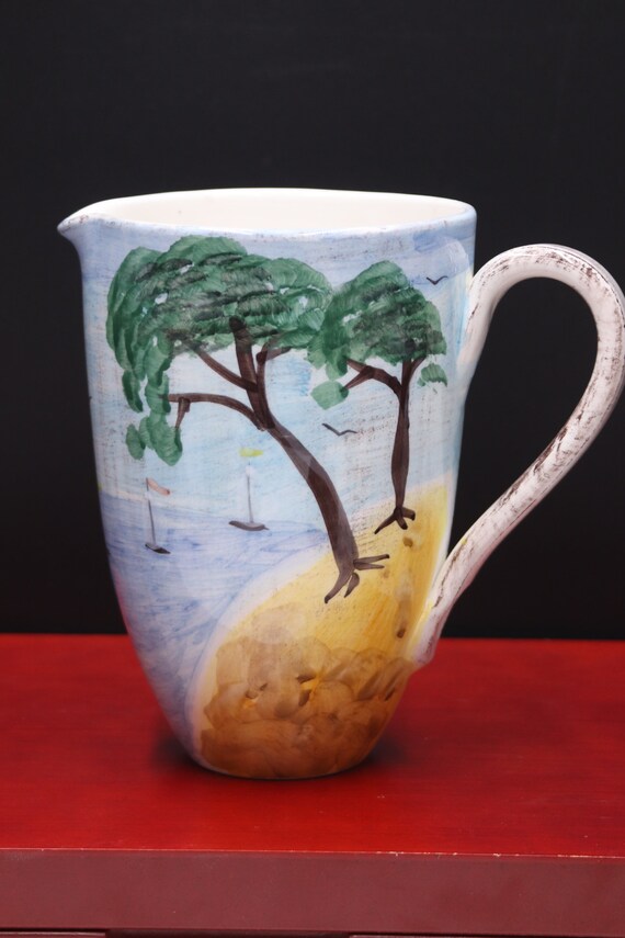 Large Ceramic Amora Made in Italy Hand Painted Pitcher - Etsy