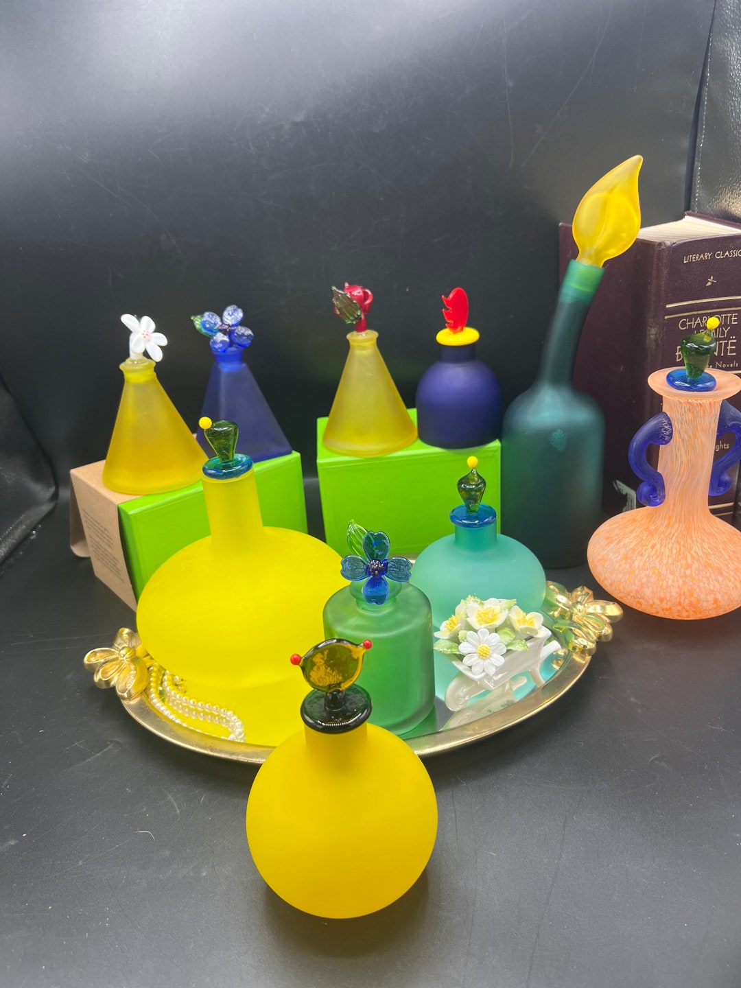 Unique Vintage Glass Act Studio Art Glass Perfume Bottle Frosted Blown ...