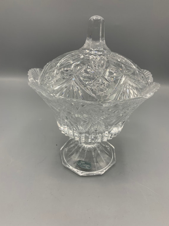 J.g Durand France Crystal Footed Container With Lid Candy - Etsy