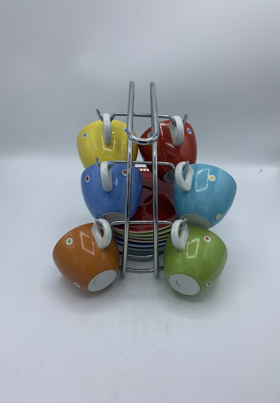 Schmid Vintage Tea Cup Set of 6 With Metallic Retro Holder - Etsy