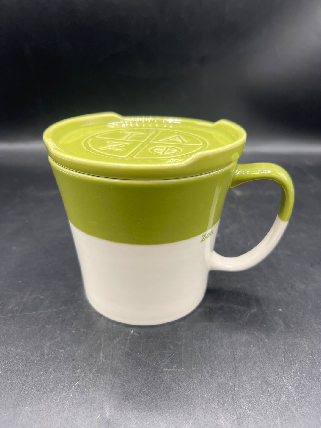 Starbucks Tazo Zen Avocado Green / White Mug With Lid 12 OZ 4" Tall - Etsy