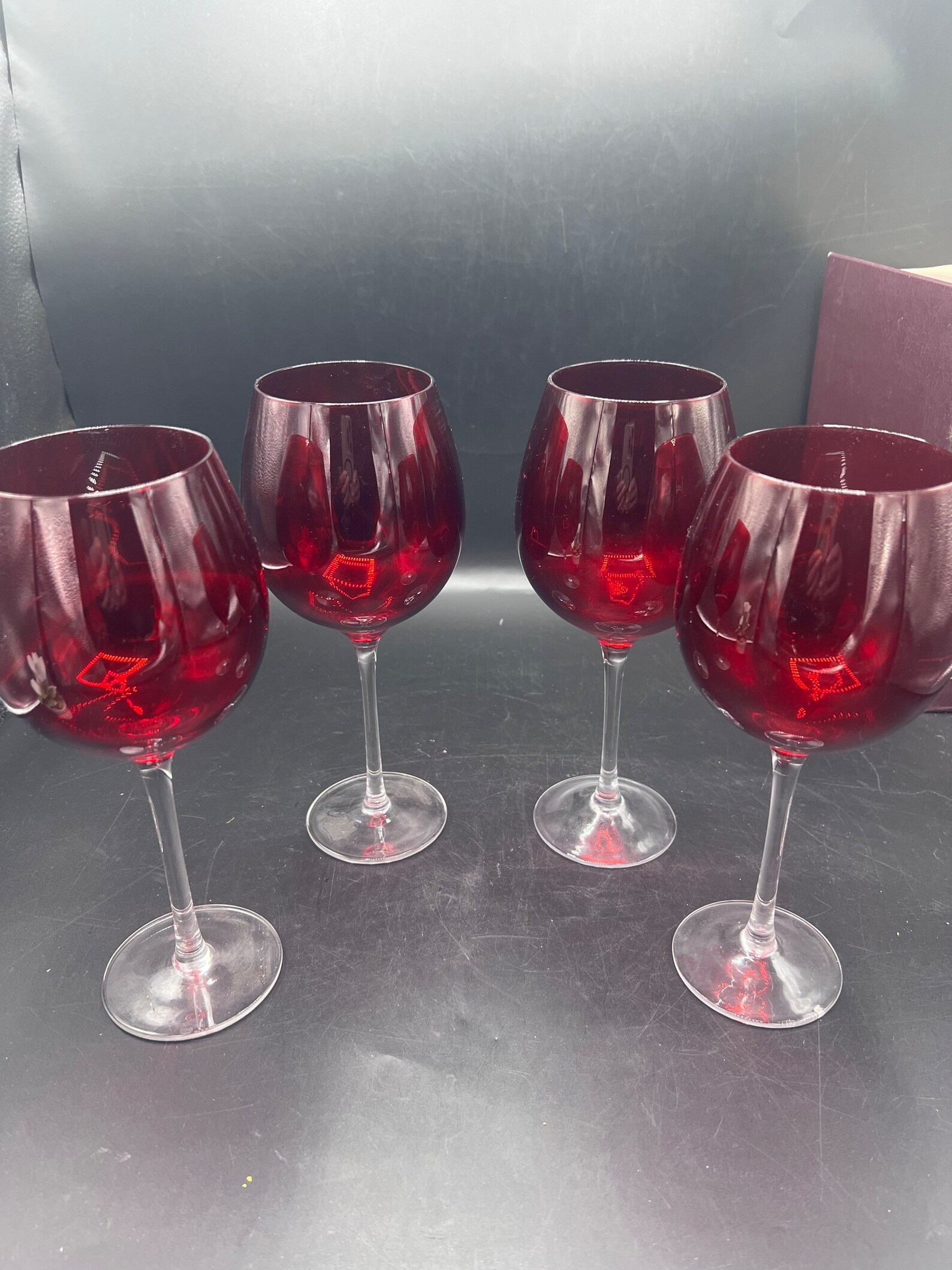 Vintage Ruby Red Glasses/ Wine Red Glasses - Etsy