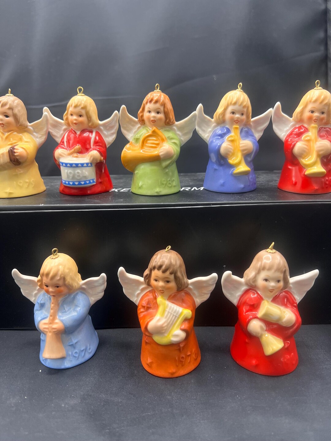 Lot of 8 Vintage Goebel Angel Bell Christmas Ornaments Hummel Porcelain ...
