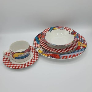 Very Rare Red and White Checkers China Century Stoneware Happy Day New ...