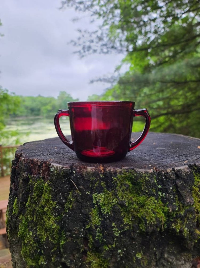 Red Ruby Glass Creamer and Sugar - Etsy